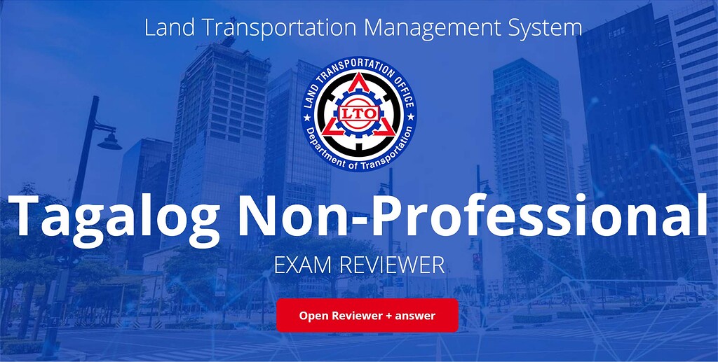 LTO Tagalog Exam Reviewer Non professional Light Vehicle pt1 ...